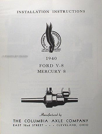 1940 Ford and Mercury Columbia Overdrive Axle Manuals 4 item set: Ford ...