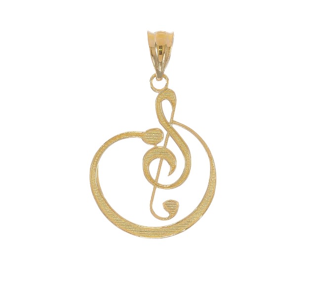 Watch FB Jewels Solid 14K Yellow Gold G Clef Musical Note Pendant on ...