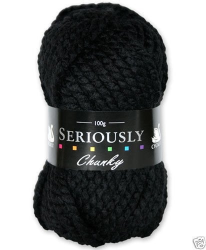Cygnet SERIOUSLY CHUNKY Knitting Acrylic Yarn / Wool 100g - 217 Black ...