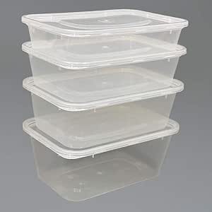 Pack of 50 Plastic Food Containers with Lids | Meal Prep Takeaway ...