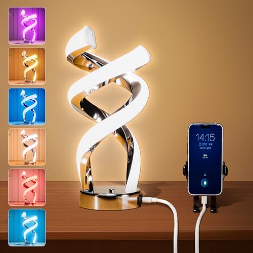 Modern Table Lamp, LED Bedside lamp with USB Port, Touch Control ...