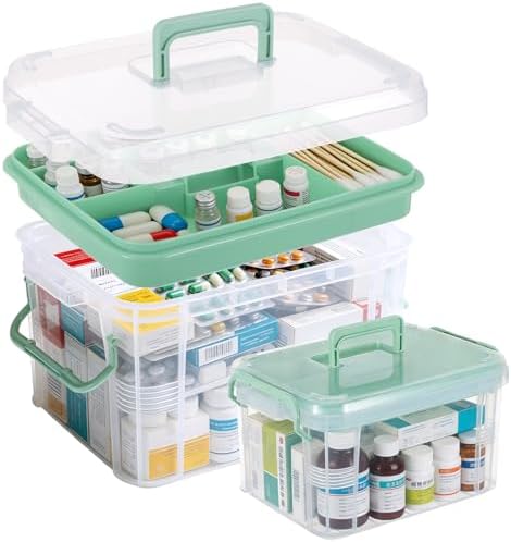 Amazon.com: Sibosen 2 Pack Clear Medicine Organizer Box with Handle ...