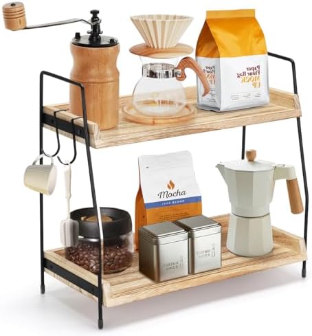 Amazon.com: Sorbus Coffee Bar Organizer - Bamboo Wooden Storage Shelf ...