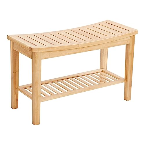 Banco de ducha Bambú Grande LAJUU con asiento curvo: elegancia y ...