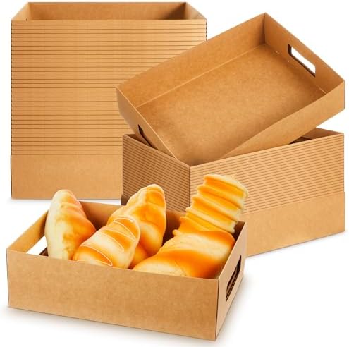 Amazon.com | LemonRoad 50 Pack Kraft Cardboard Food Trays Sturdy ...
