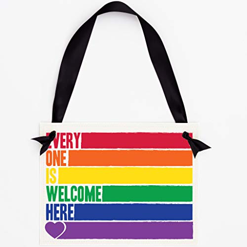 Amazon.com: Ritzy Rose Everyone Is Welcome Here Sign - Rainbow Gay ...
