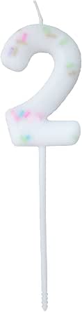 Amazon.com: White Number 2 Candles Candy Coloured Number Candles ...