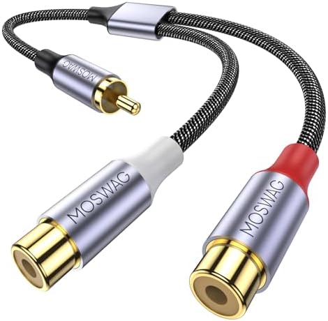 Amazon.com: MOSWAG 1 Male to 2 Female RCA Splitter, RCA Y Splitter ...