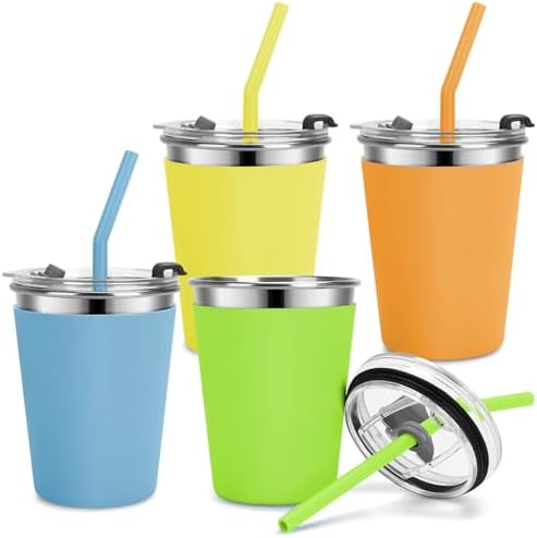 Amazon.com: Vermida Kids Cups with Straws and Lids Leak Proof, 12oz ...