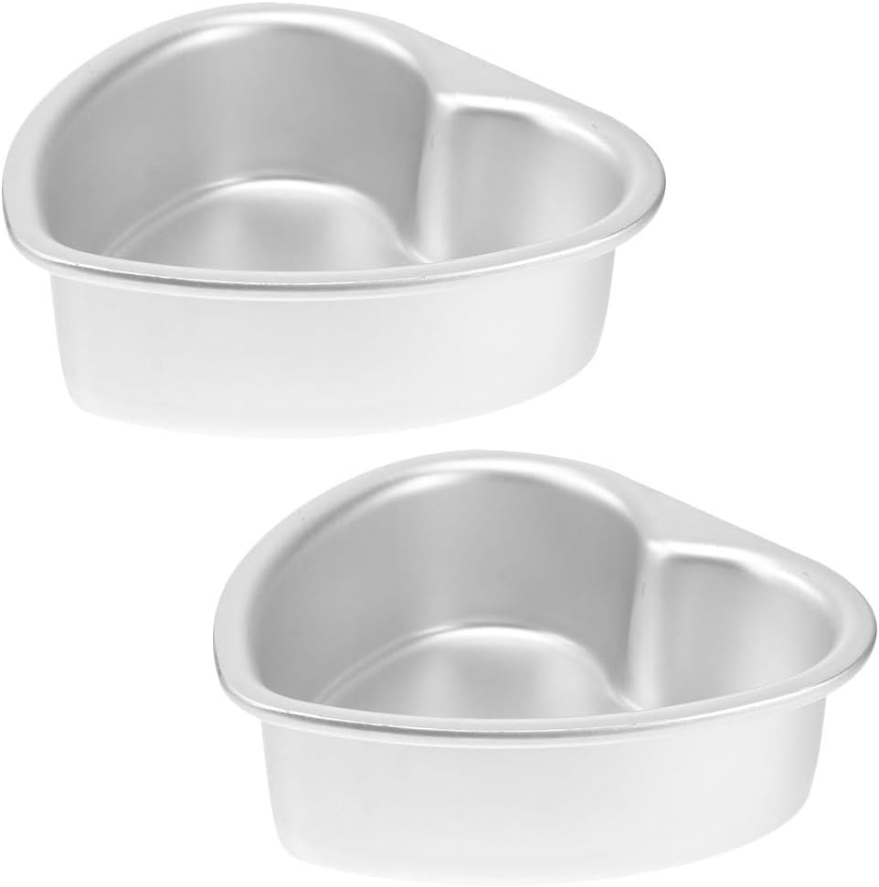 Amazon.com: 2Pcs 4 Inch Heart Shape Cake Pans Non-Stick Metal Baking ...