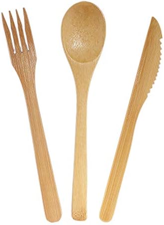 Amazon.com | BambooMN Organic Reusable Bamboo Cutlery Utensils Set ...