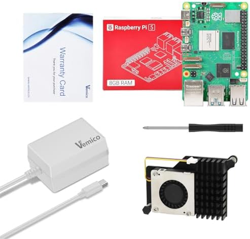 Vemico Raspberry Pi 5 Kit con Alimentatore 27W 5.1V 5A Cacciavite ...