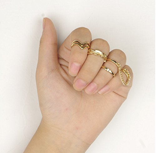 Cinderella Collection By Shining Diva Set Of 5 Gold Plated Mid Finger ...