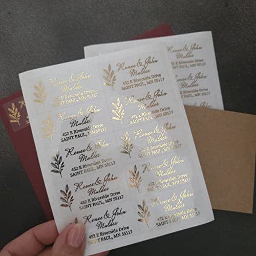 Amazon.com: XOXOKristen Gold Return Address Label Stickers with Leaf ...