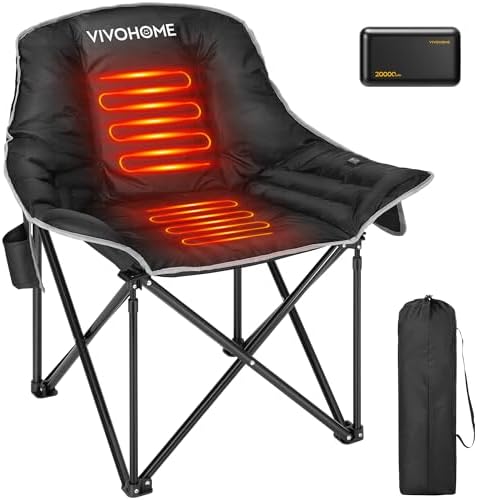 Amazon.com: VIVOHOME Oversized Heated Camping Chair with 20000mAh Power ...