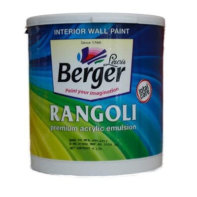 Berger Rangoli Interior Acrylic Emulsion Paint, 1 L pack (ANGORA WHITE ...