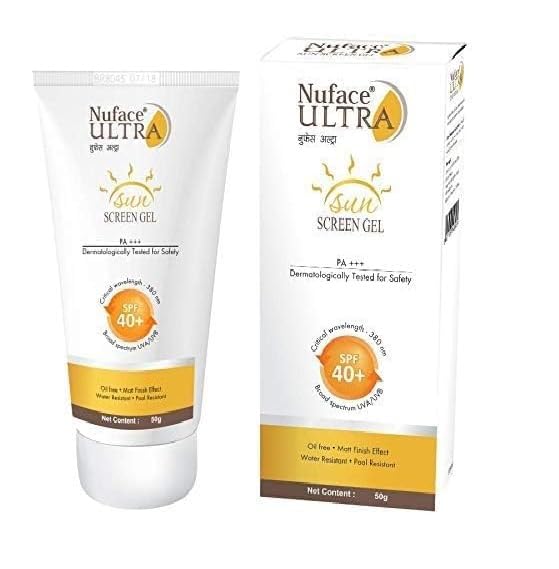 Nu-face Ultra Sunscreen Gel, SPF 40+++, Oil Free, Water Resistant, For ...