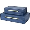Amazon.com: ZIKOUL Navy Blue Shagreen box Set of 2 Faux Leather ...