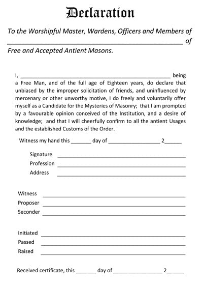 Declaration Book - Craft Mason: Craft Freemason Signature/Tyler's Book ...