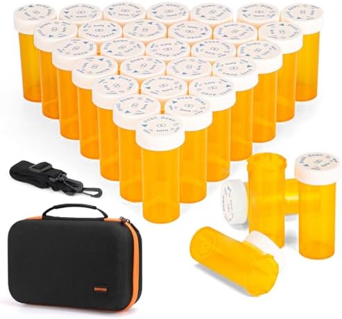 Amazon.com: 32 PCS Empty Pill Bottles with Carrying Case for ...