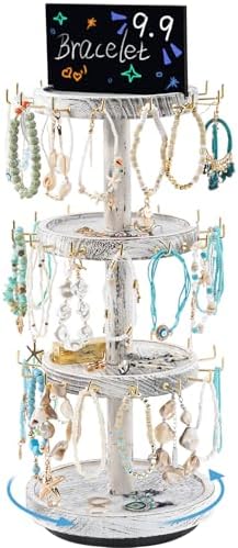 Amazon.com: ERTIUANIO Bracelet Holder Display, 3 Tier Wooden Rotating ...