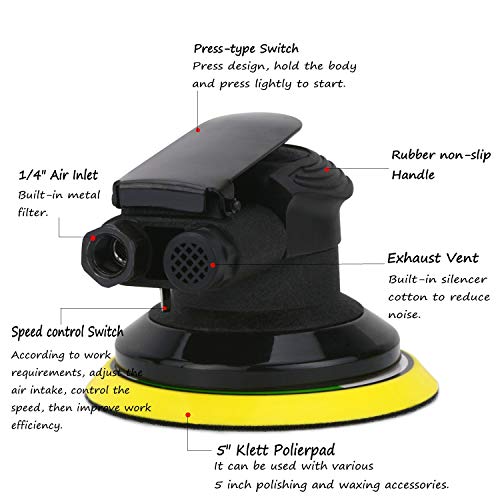 Industrial Compressed Air Random Orbital Sander 125 mm, 12000 RPM, High ...