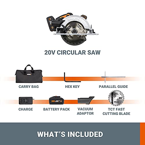 WORX 18V(20V MAX) Cordless 190mm Circular Saw WX520 Brushless Saw ...