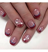 Amazon.com: 24Pcs 4th of July Press on Nails Medium Square Independence ...