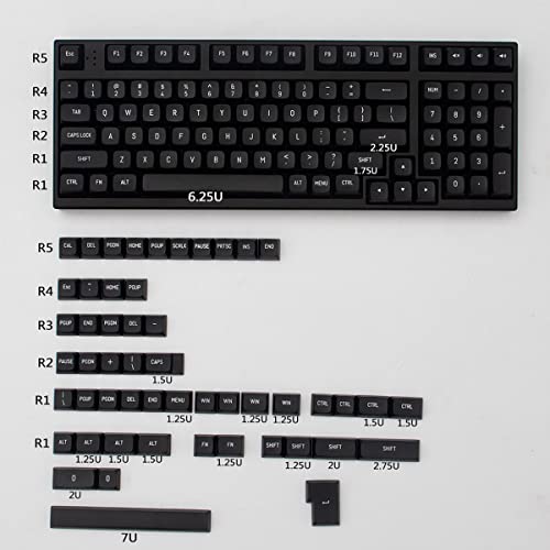 Double Shot Keycaps 150 Keys MSA Profile ISO/ANSI Layout Black Keycap ...