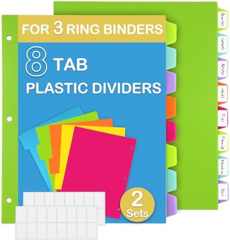Amazon.com : 5 Tab Binder Dividers with Tabs, Write&Erase Plastic ...
