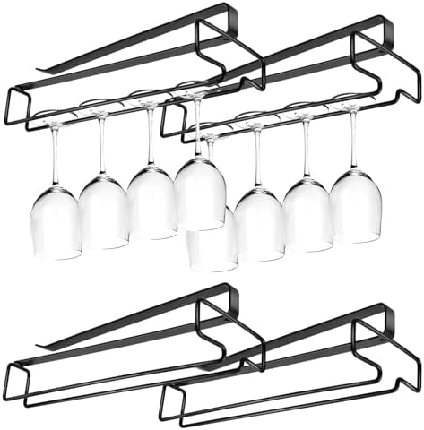 Amazon.com: Elesunory 4 Pcs 10 Inch Wine Glass Rack Under Shelf ...