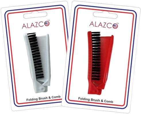Amazon.com : Folding Compact Travel Pocket HAIR BRUSH/COMB 1 Red 1 ...