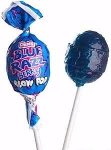 50 PIECE BLUE RAZZ BERRY RASPBERRY CHARMS BLOW POPS LOLLIPOPS : Amazon ...