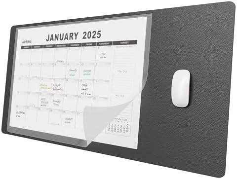 Aothia Desk Pad Protector with 18-Month Calendar 2025-2026, 80 x 40 cm ...