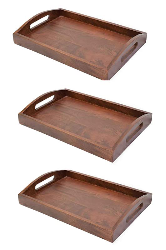 Wooden Serving Trays | Rustic Nesting Trays Stackable Platters for ...