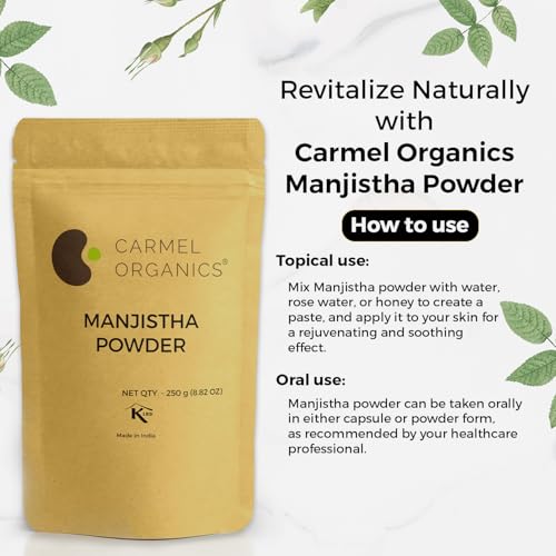 CARMEL ORGANICS Manjistha Root Powder 250 Gram, Herbal Skin Cleanser ...