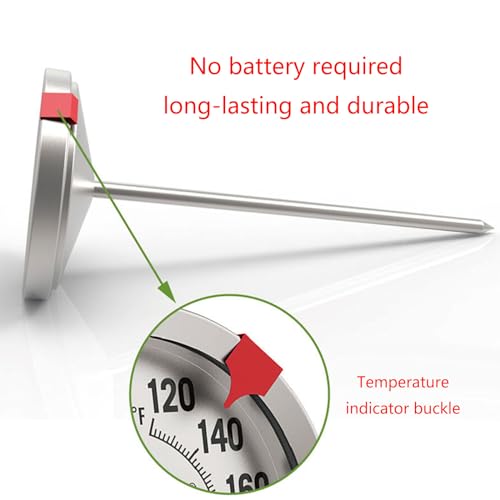 Fengjiha Stainless Thermometer with Probe120-220℉ Temperature Meter ...