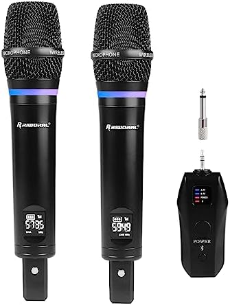 Amazon.com: Riworal Wireless Microphone System UHF Dual Cordless ...