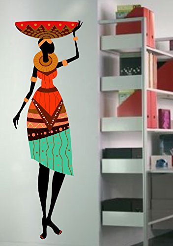 Buy Home Decor Tattoos Abstract Village Lady Wall Stickers 36x11 Inch ...