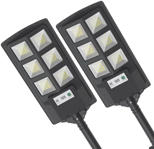 EcoJLigOas 2 Packs 150W Solar Street Lights Outdoor Waterproof, LED ...