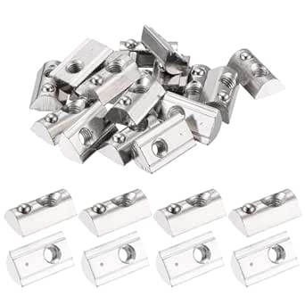 uxcell 20Pcs M6 t Spring Nut Fastener Carbon Steel Nickel Plated Half ...