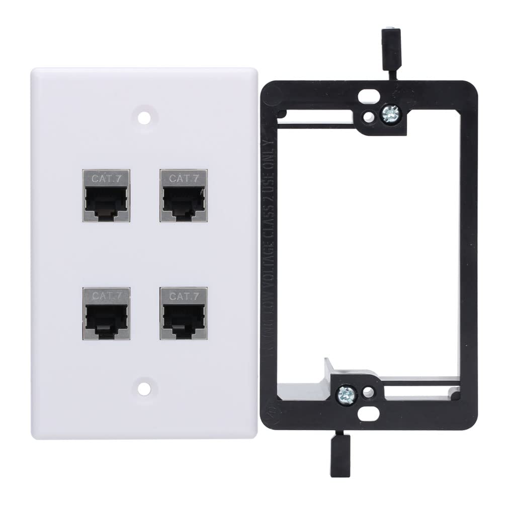 Amazon.com: YOEMELY Cat7 Keystone Wall Plate 4 Port, 1 Gang RJ45 Wall ...