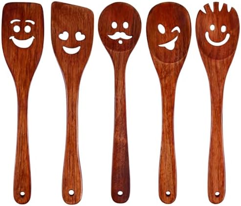 Amazon.com: HANSGO 5PCS Wooden Spatula Set, 12inch Cast Scraper Smile ...