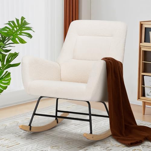 Amazon.com: AMERROBIL Rocking Chair Nursery, Teddy Upholstered Glider ...