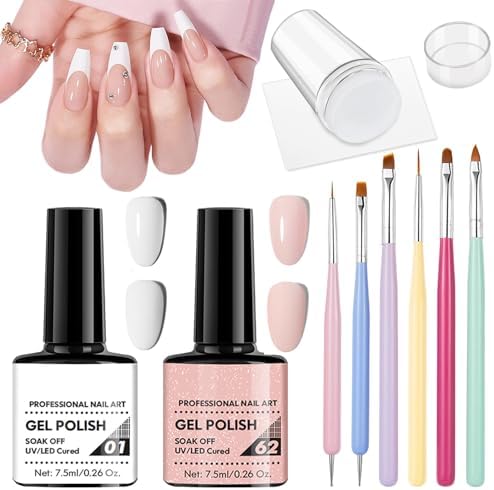 Amazon.com : QIUFSSE French Manicure Kit,French Nail Stamper,Nude Pink ...