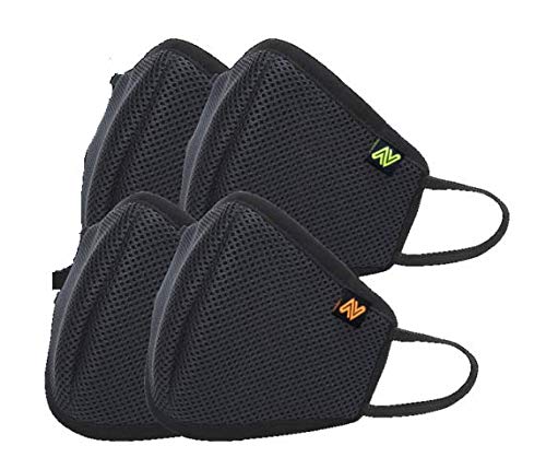 Black Mesh Face Mask - 3 Layered Unisex Pack of 4 : Amazon.in: Health ...