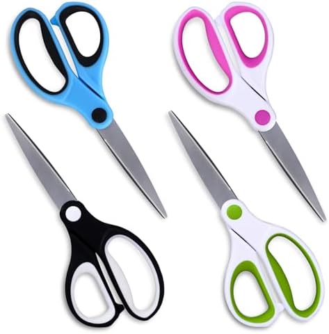 BLOODHOL 4 Pack All Purpose Scissors, Craft Scissors, Fabric Scissors ...