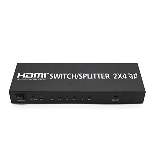 Microware 2x4 Switch + Splitter 4Kx2K 3D with IR Remote Power Adapter ...