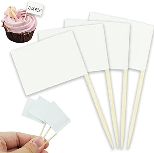 Aster 100Pcs Food Flags, Food Labels for Buffet, Blank Toothpick Flag ...