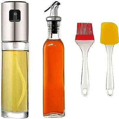 KEYMAX Prabhu's Combo of Oil Spray Bottle (Silicon,100 ML),Glass Oil ...